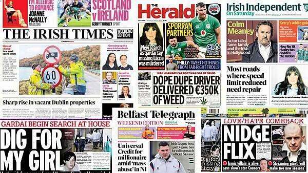 What the papers say: Saturday's front pages - National News - Carlow ...