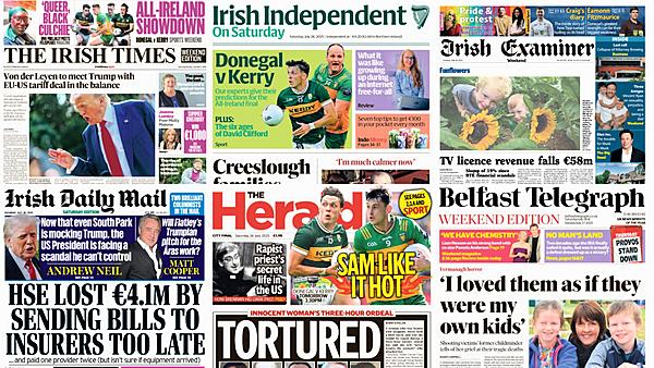 What the papers say: Saturday's front pages - National News - Carlow ...