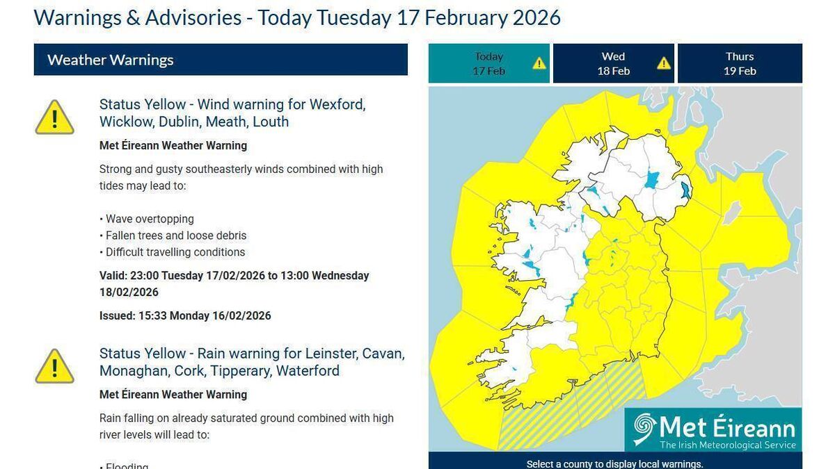 Latest weather warning issued for Carlow as flooding risk rises - News ...